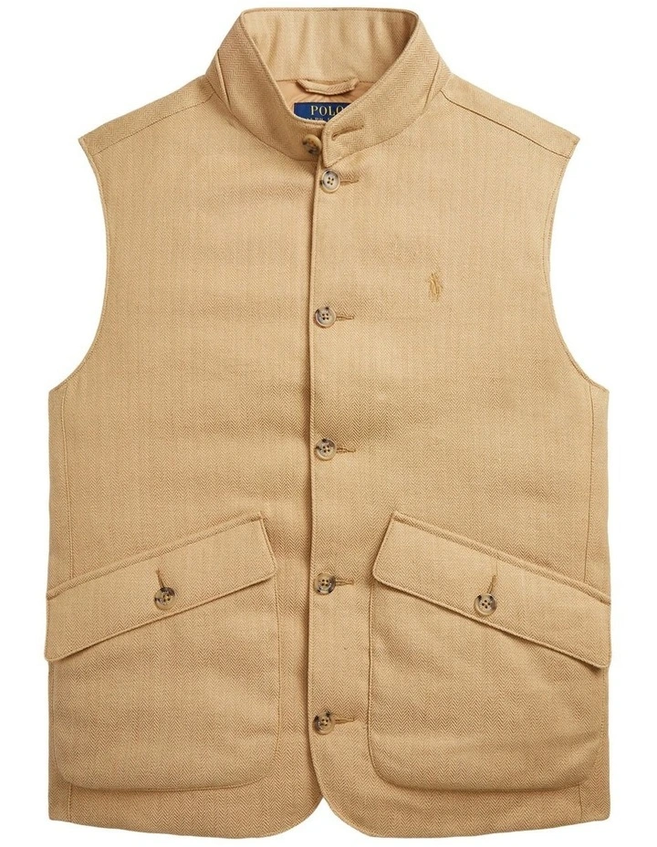 Polo Ralph Lauren Stretch Linen-Cotton Vest in Beige | MYER