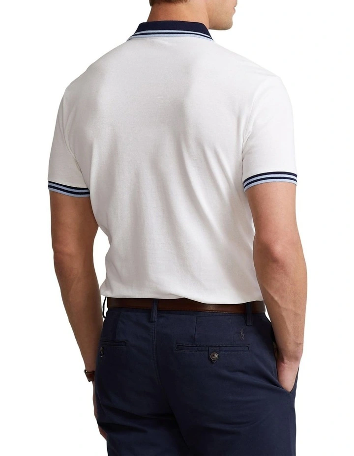 Polo Ralph Lauren Custom Slim Polo Bear Mesh Polo Shirt in White | MYER