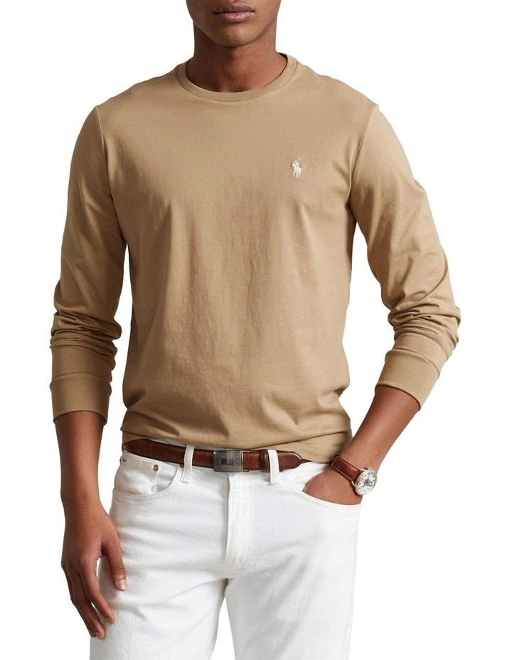 Polo Ralph Lauren Custom Slim Fit Jersey T-Shirt in Beige | MYER