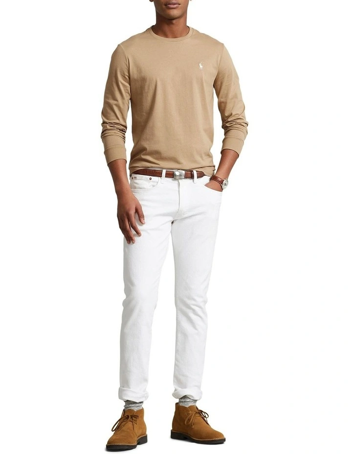 Polo Ralph Lauren Custom Slim Fit Jersey T-Shirt in Beige | MYER