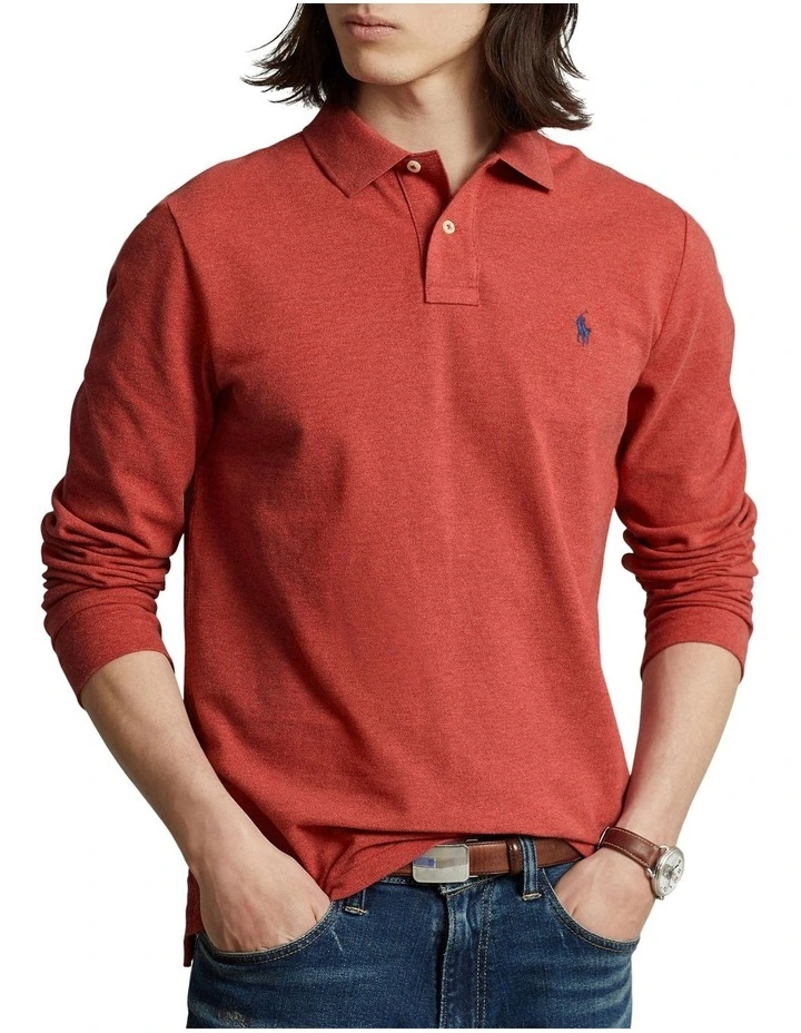 Polo Ralph Lauren Custom Slim Fit Mesh Polo Shirt in Red | MYER