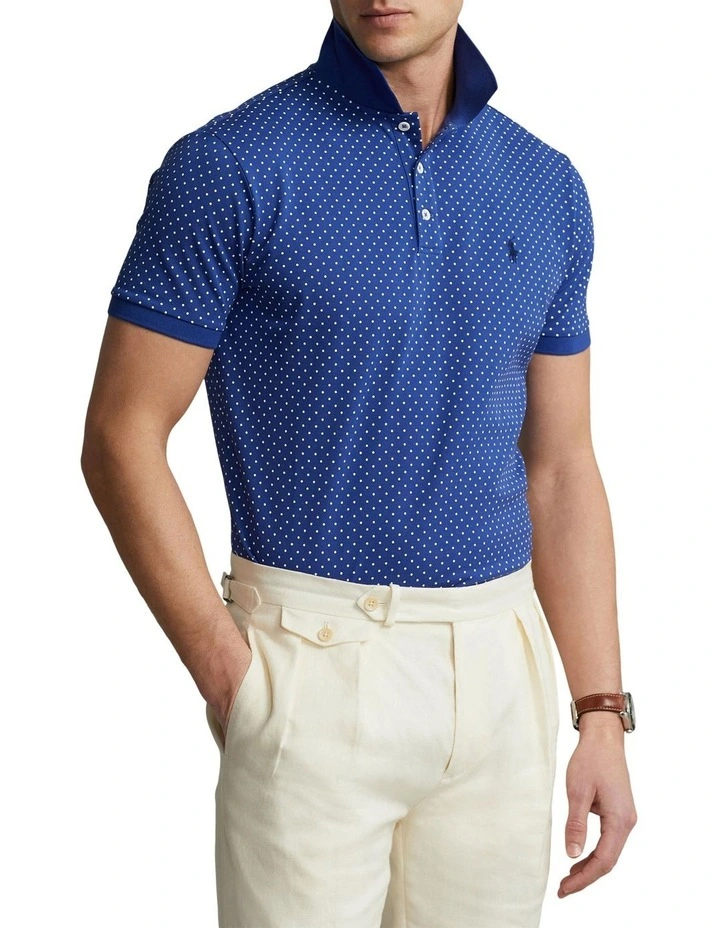 Polo Ralph Lauren Custom Slim Fit Stretch Mesh Polo Shirt in Blue | MYER