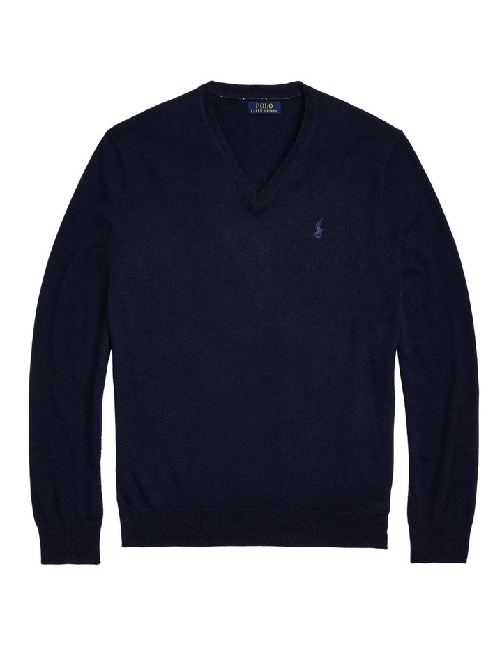 Polo Ralph Lauren Slim Fit Washable Wool V-Neck Sweater in Blue | MYER