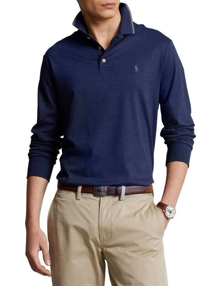 Polo Ralph Lauren Custom Slim Fit Soft Cotton Polo Shirt in Blue | MYER