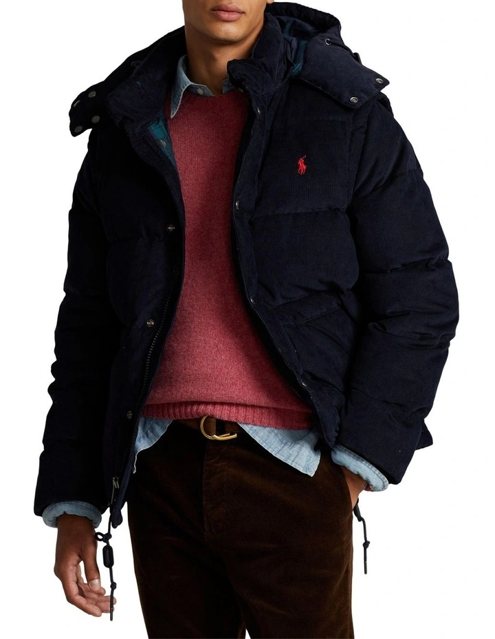 Polo Ralph Lauren Convertible Corduroy Down Jacket in Navy | MYER