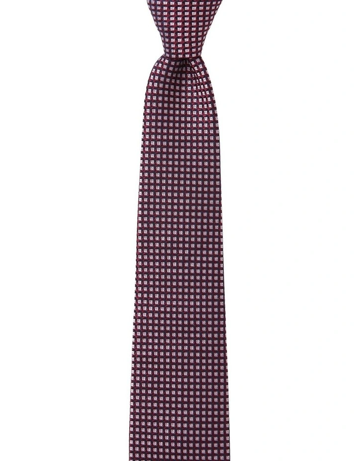 Cambridge Mesh Geo Silk Tie in Wine | MYER