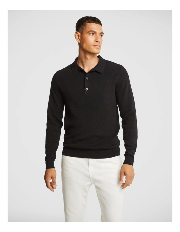 yd. Felix Knit Polo Jumper in Black | MYER
