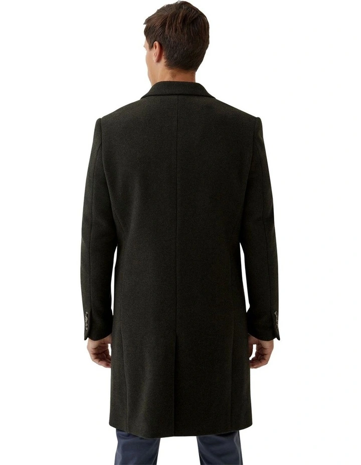 Oxford Atticus Wool Rich Twill Coat In Dark Olive | MYER