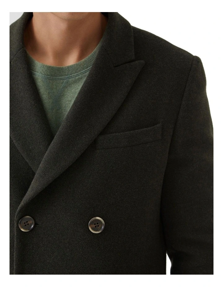 Oxford Atticus Wool Rich Twill Coat In Dark Olive | MYER