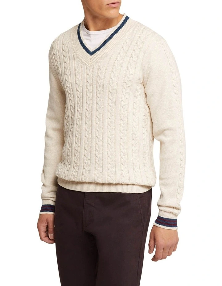Oxford Logan Cricket Knit Pullover in Sand | MYER
