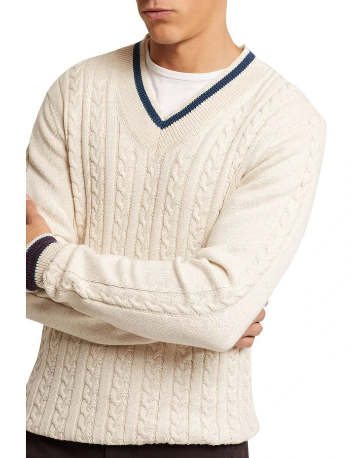 Oxford Logan Cricket Knit Pullover in Sand | MYER