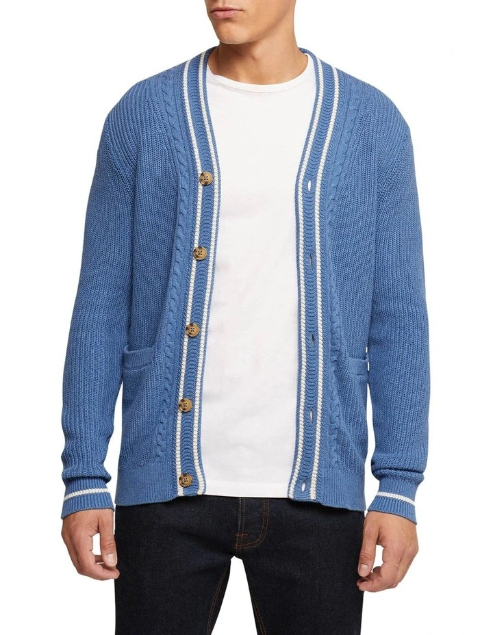 Oxford Cavill Cable Cardigan in Blue | MYER
