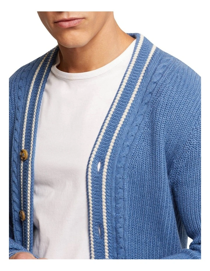 Oxford Cavill Cable Cardigan in Blue | MYER