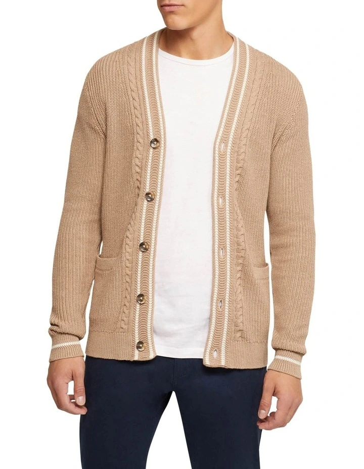 Oxford Cavill Cable Cardigan in Brown | MYER
