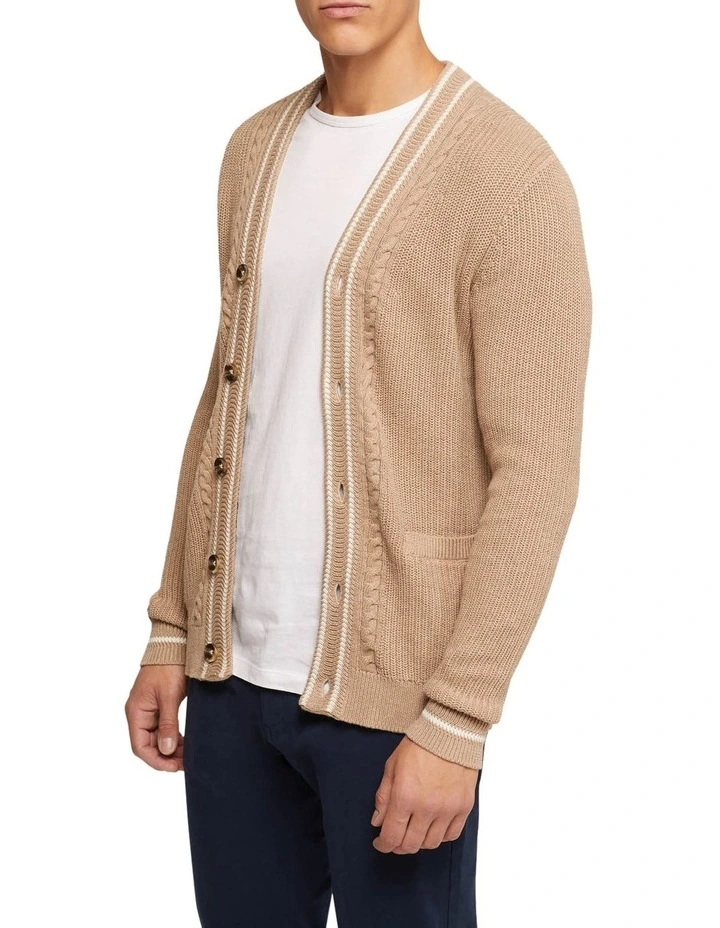 Oxford Cavill Cable Cardigan in Brown | MYER