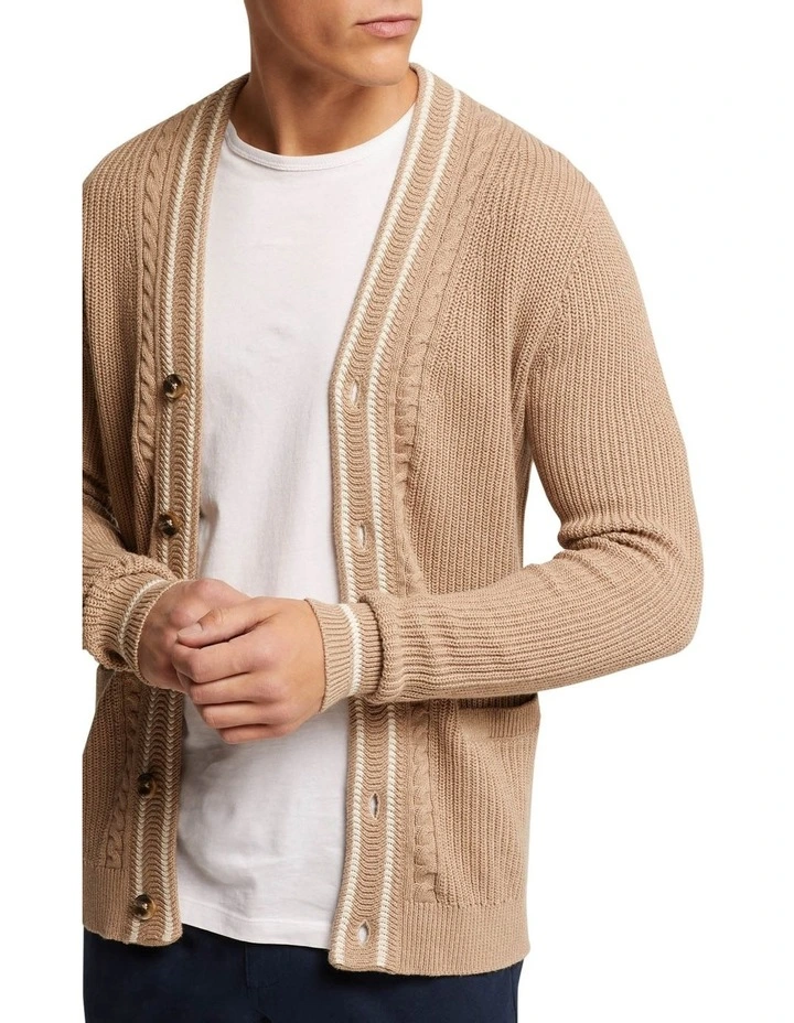 Oxford Cavill Cable Cardigan in Brown | MYER