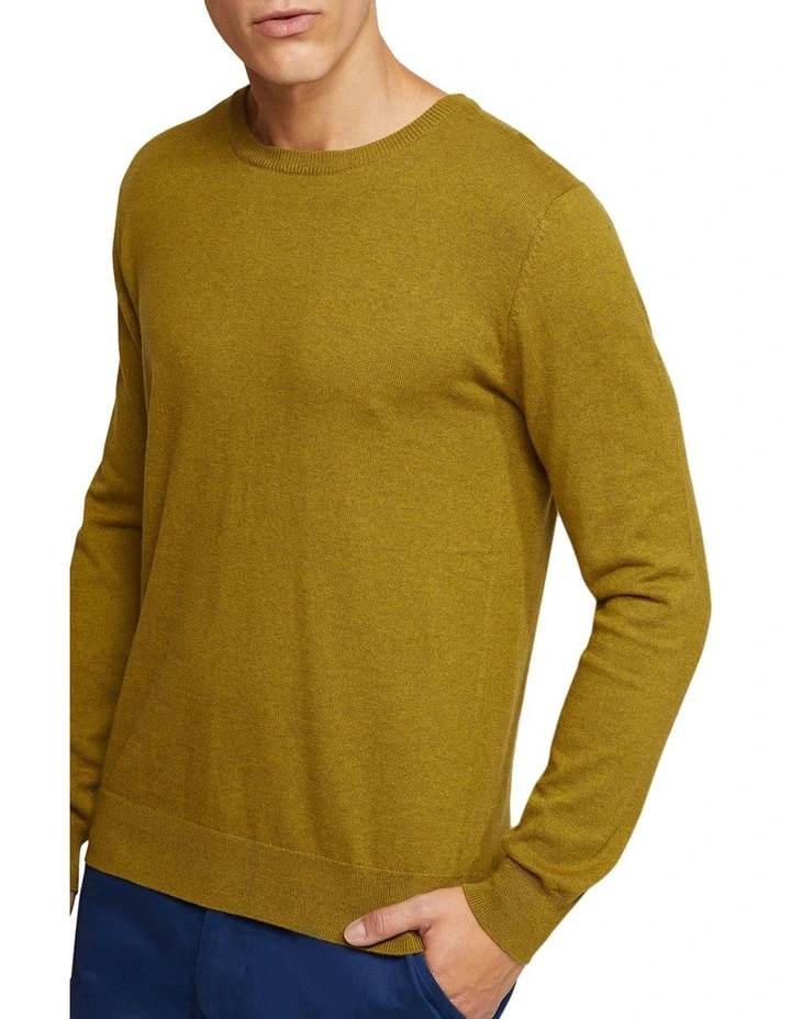 Oxford Crew Neck Cotton Cashmere Pullover in Acid | MYER