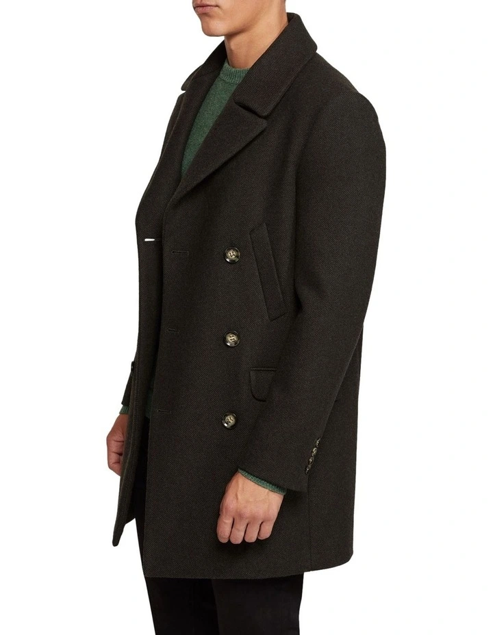 Oxford Mason Wool Rich Twill Overcoat in Green | MYER