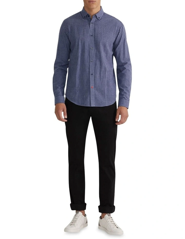 Oxford Stratton Small Check Shirt in Blue | MYER