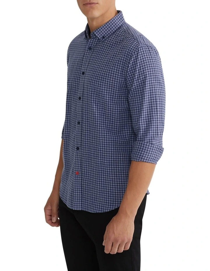 Oxford Stratton Small Check Shirt in Blue | MYER