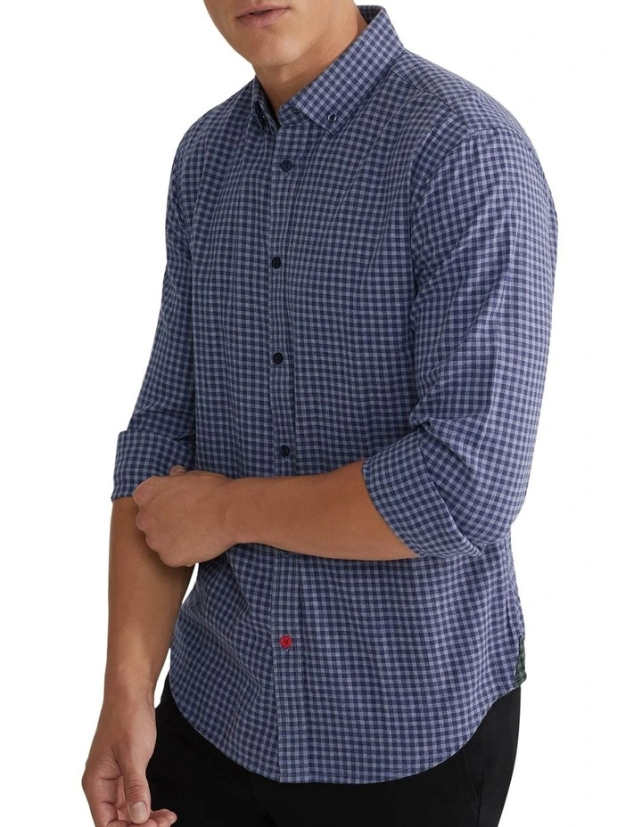 Oxford Stratton Small Check Shirt in Blue | MYER