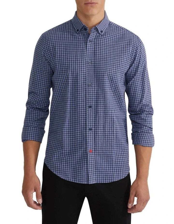 Oxford Stratton Small Check Shirt in Blue | MYER