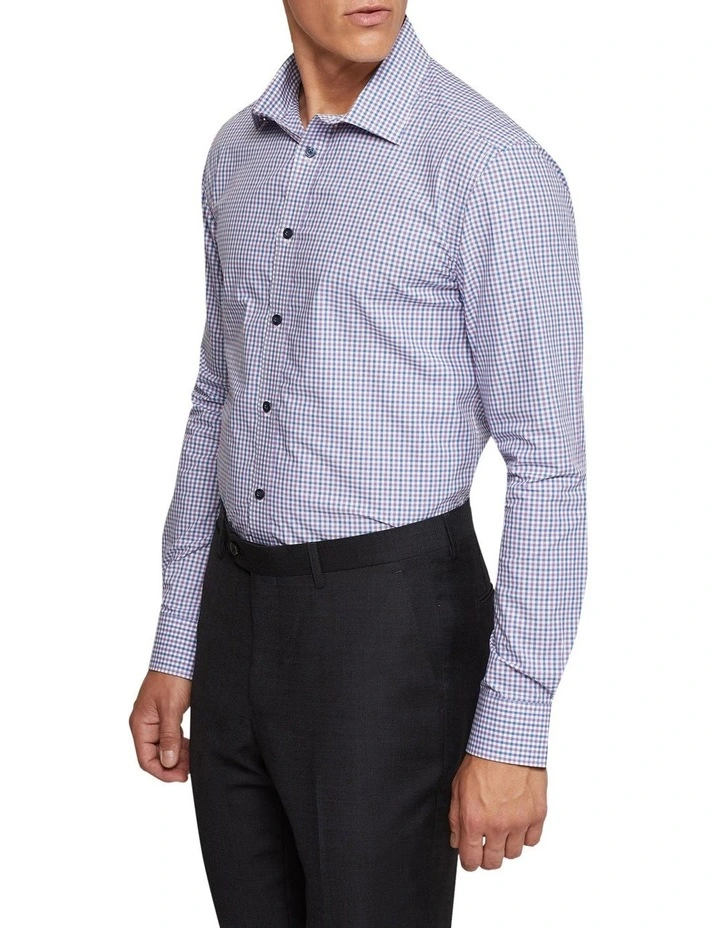 Oxford Beckton Mini Check Shirt in Purple | MYER