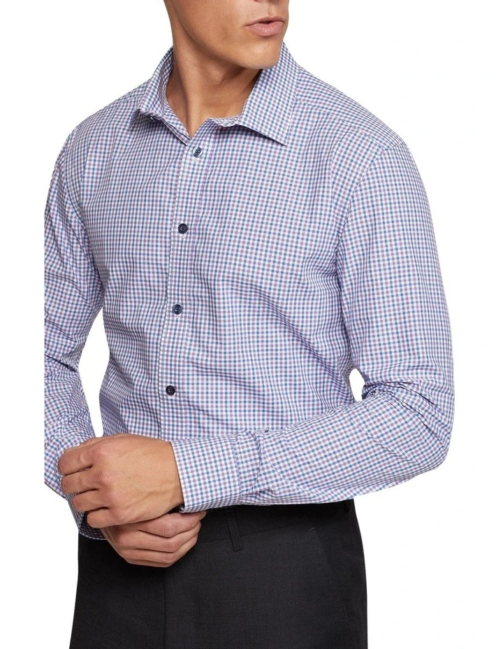 Oxford Beckton Mini Check Shirt in Purple | MYER