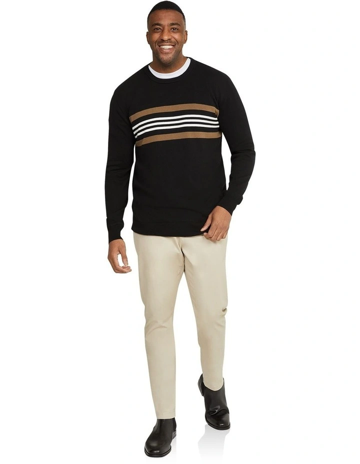 Johnny Bigg Tri Stripe Sweater In Black | MYER