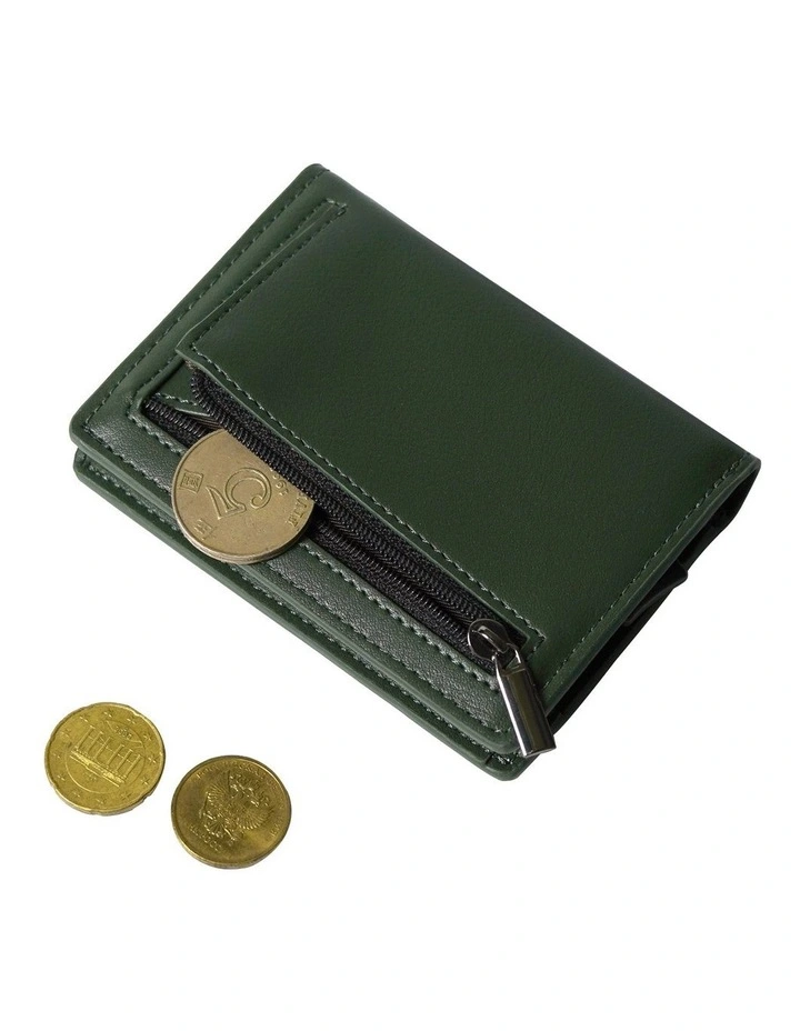 La Enviro Stanley Minimalist Coin Pocket Vegan Leather Wallet in Green ...