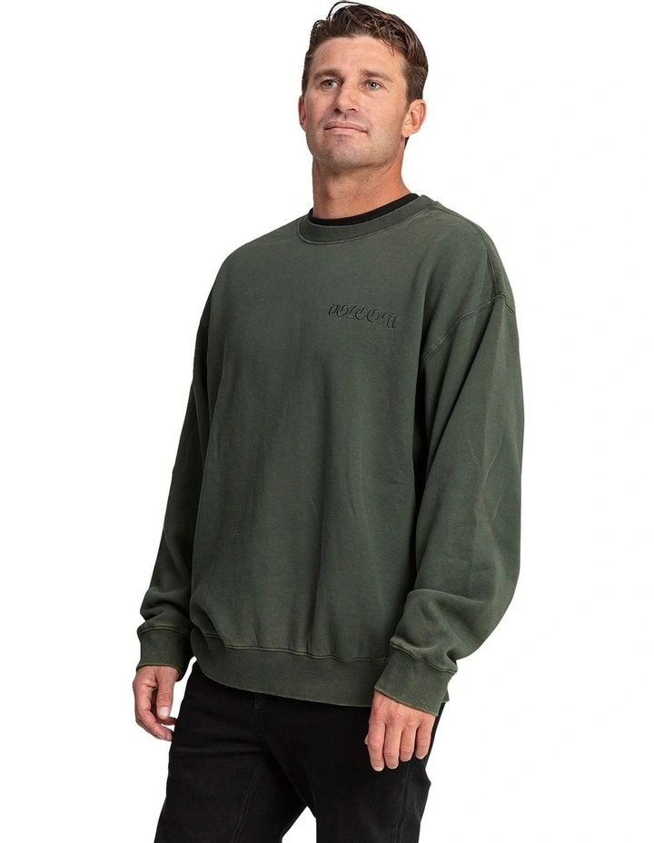 Volcom Acid Wall Crew Pullover Fleece Sweat Top in Agave | MYER