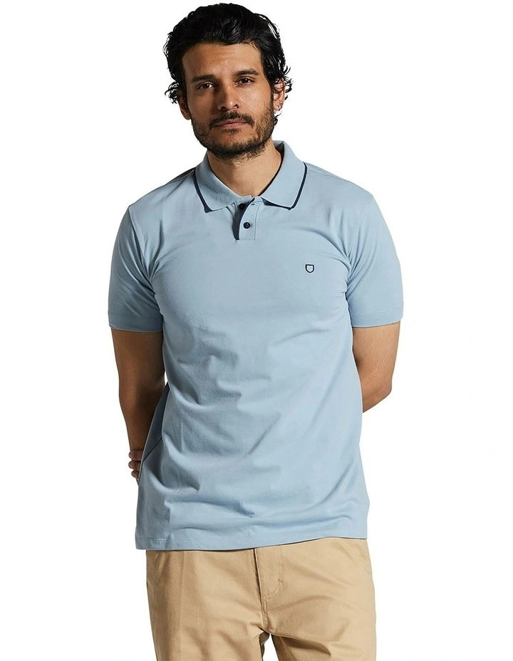 Brixton Mod Flex Polo Knit in Dusty Blue | MYER