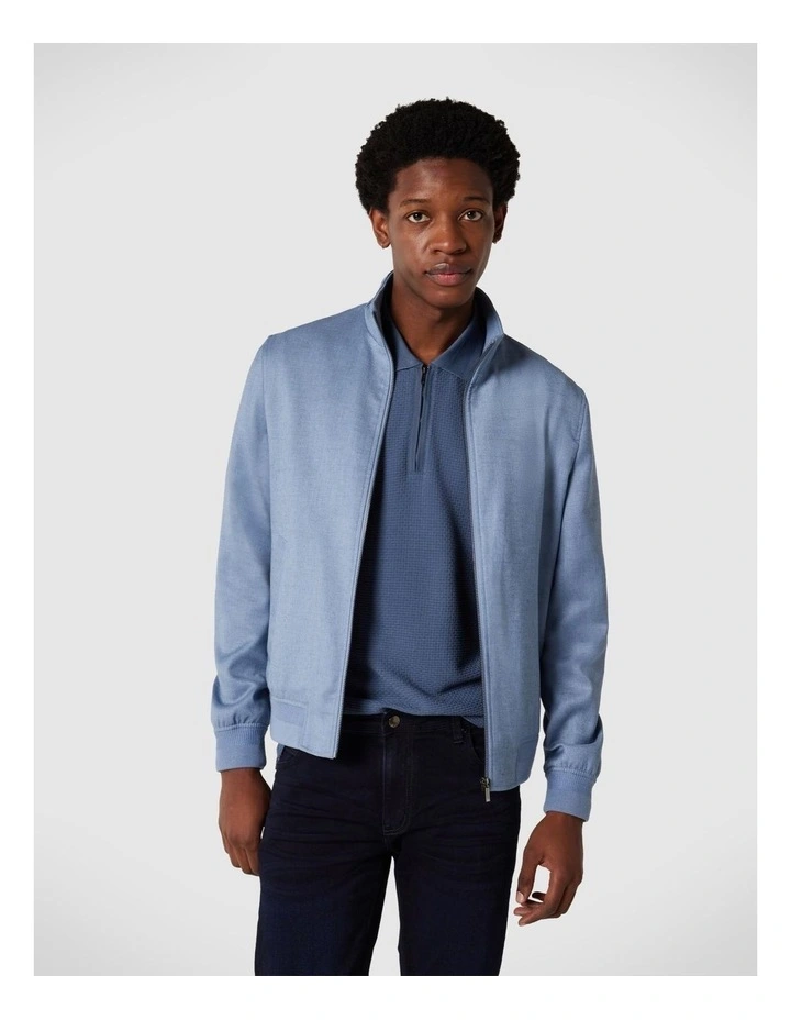 Politix Funnel Neck Bomber Jacket in Slate Blue | MYER