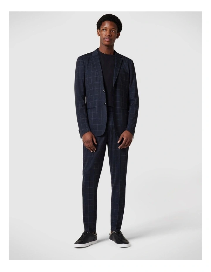 Politix Regular Stretch Jersey Check Tailored Jacket in Black ...