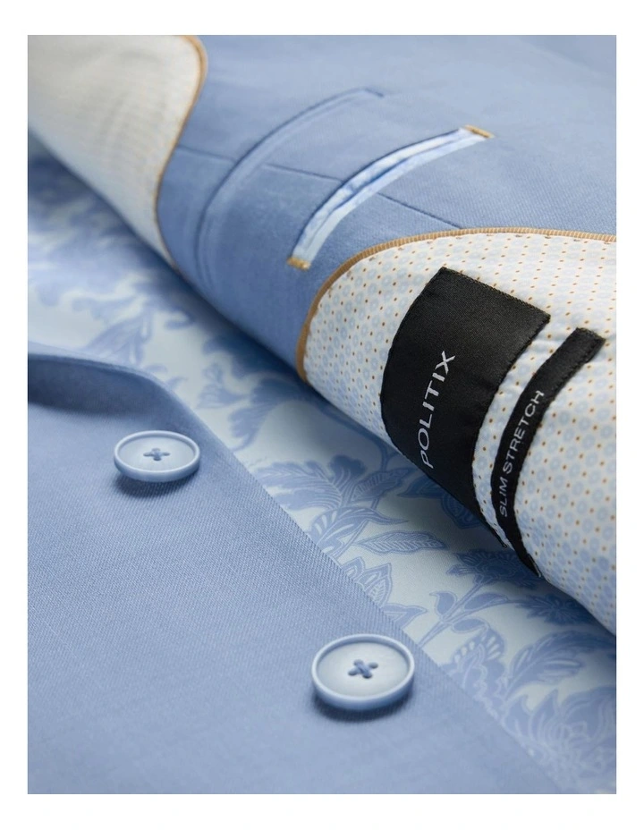 Politix Slim Stretch Tailored Jacket in Slate Blue | MYER