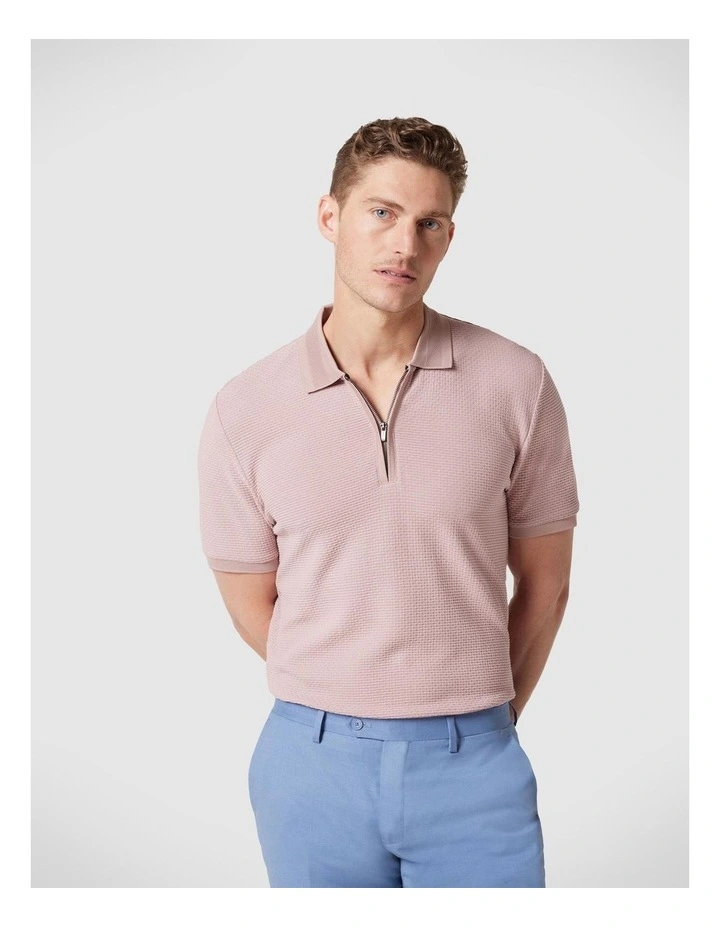 Politix Jacquard Texture Polo in Pink | MYER