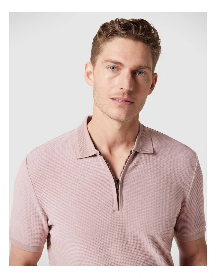 Politix Jacquard Texture Polo in Pink | MYER