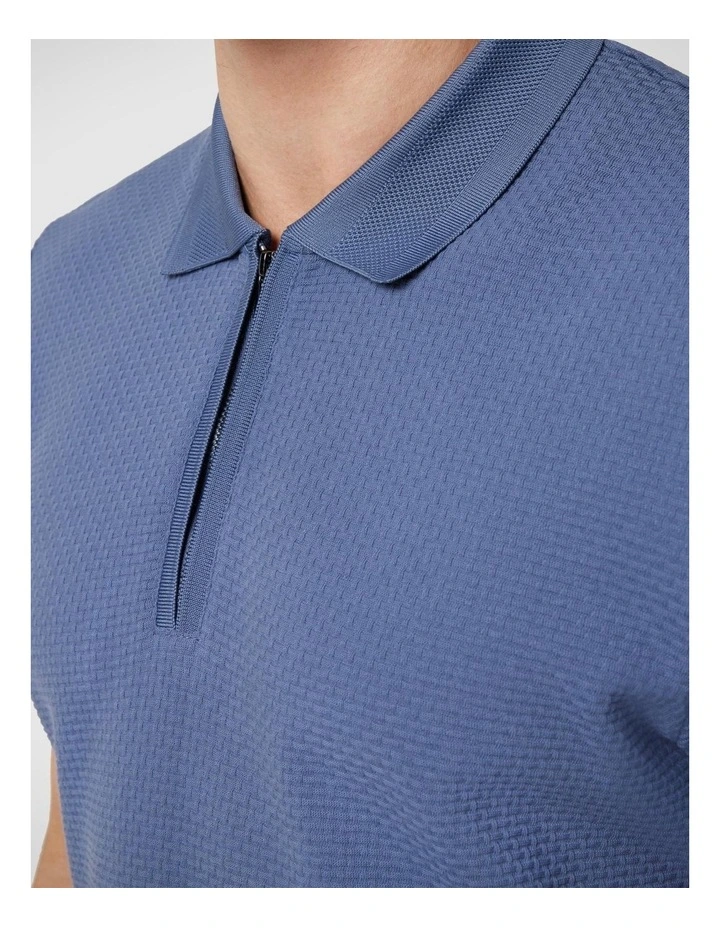 Politix Jacquard Texture Polo in Steel Blue | MYER