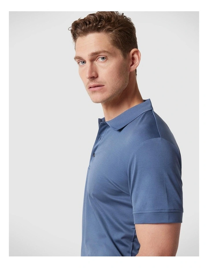 Politix Mercerised Cotton Polo in Steel Blue | MYER