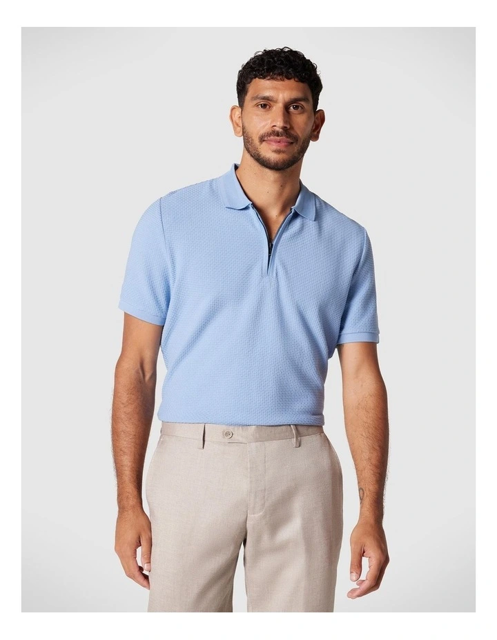 Politix Jacquard Texture Polo Shirt in Light Blue | MYER