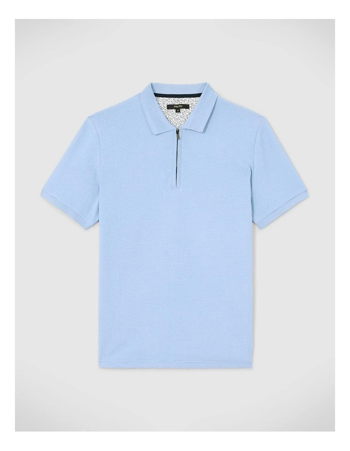 Politix Jacquard Texture Polo Shirt in Light Blue | MYER