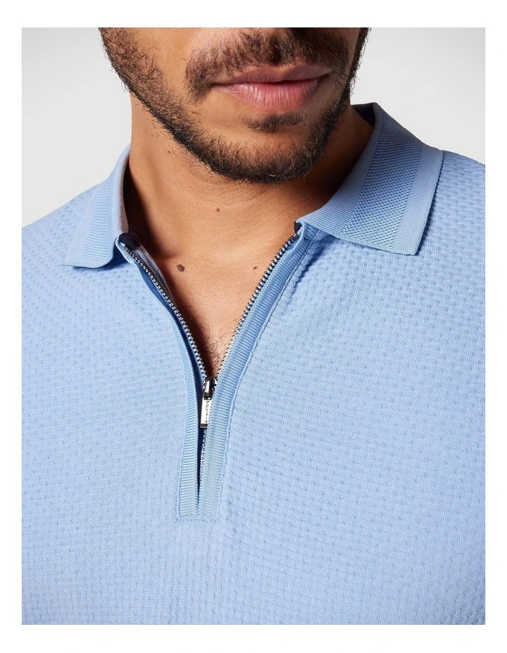 Politix Jacquard Texture Polo Shirt in Light Blue | MYER