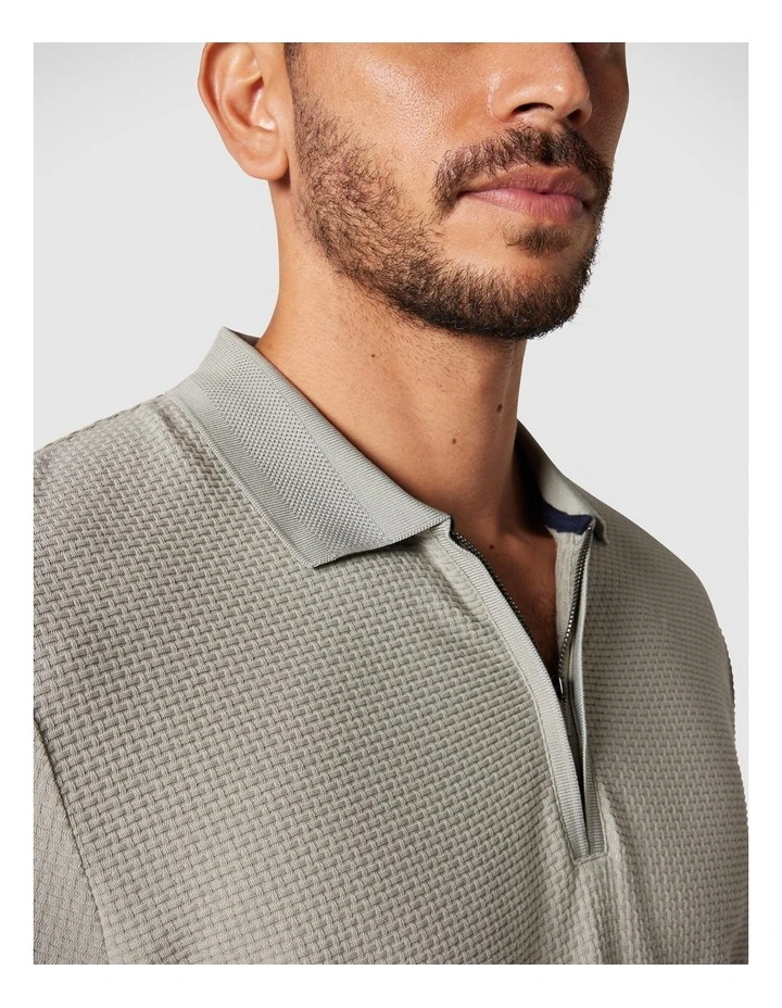 Politix Jacquard Texture Polo Shirt in Sage | MYER