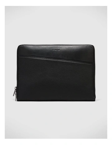 Politix Leather Laptop Pouch In Black | MYER
