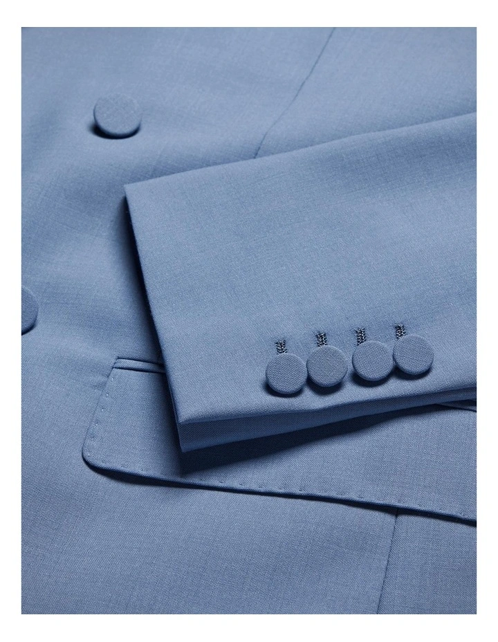 Politix Slim Stretch Double Breasted Tailored Jacket in Slate Blue | MYER