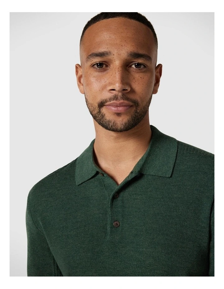 Politix Knitted Polo Shirt in Hunter | MYER