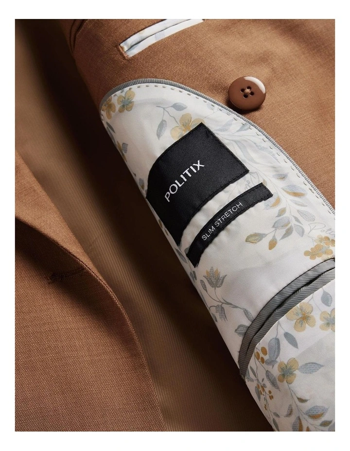 Politix Slim Stretch Double Breasted Tailored Jacket In Tan | MYER