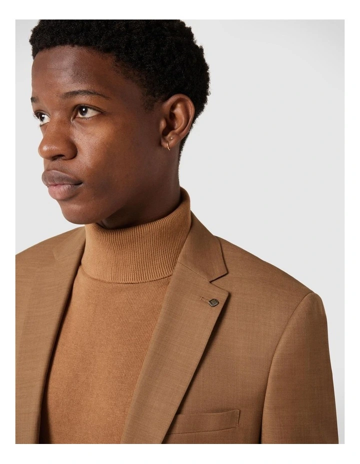 Politix Slim Stretch Single Breasted Tailored Jacket in Tan | MYER