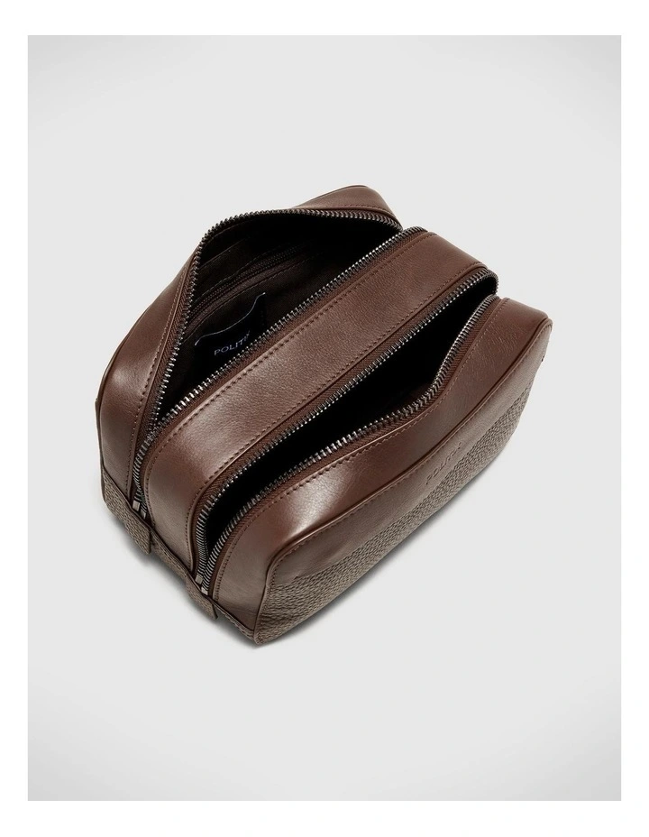 Politix Leather Kit Bag In Brown | MYER