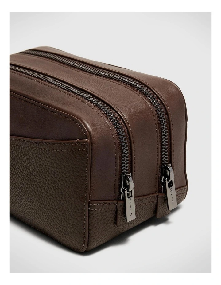 Politix Leather Kit Bag in Brown | MYER